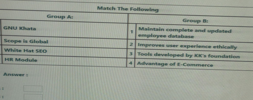 Match The Following | Group A: | Group B: | | StudyX