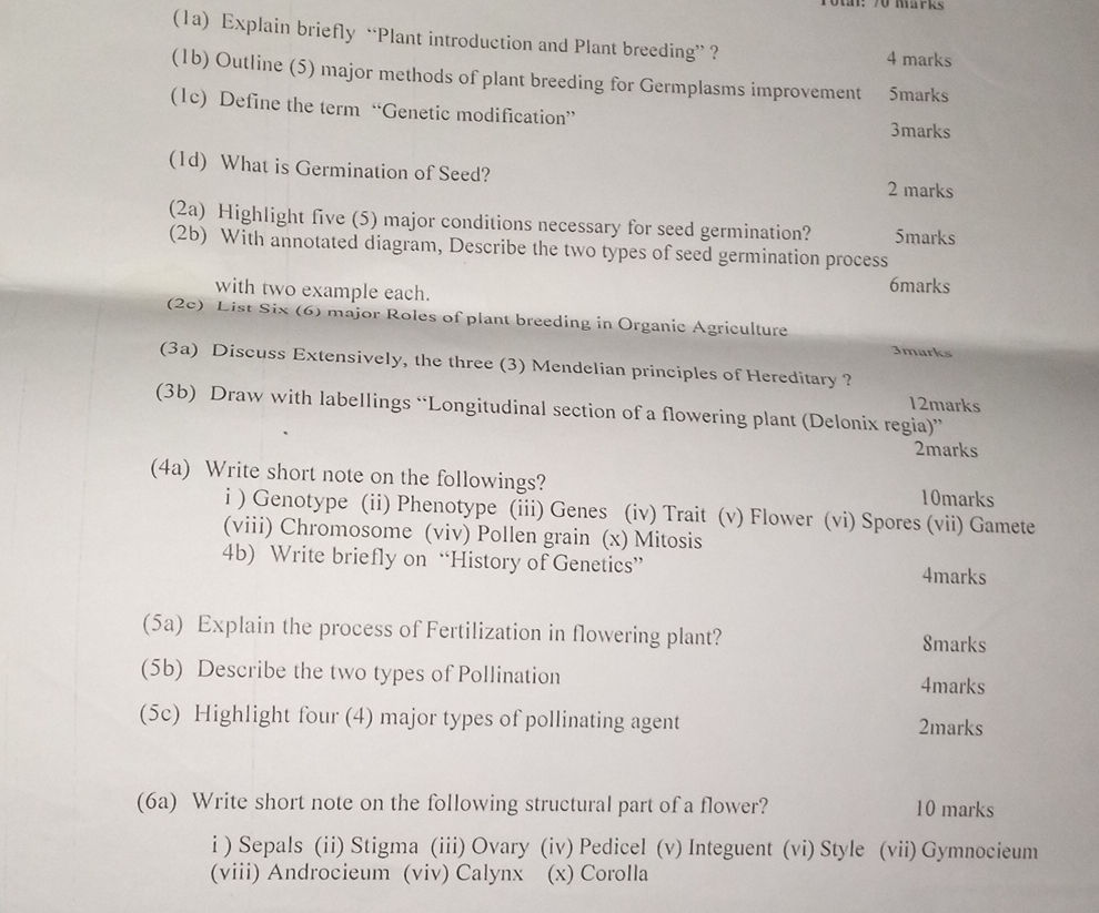 (1a) Explain briefly "Plant introduction and | StudyX