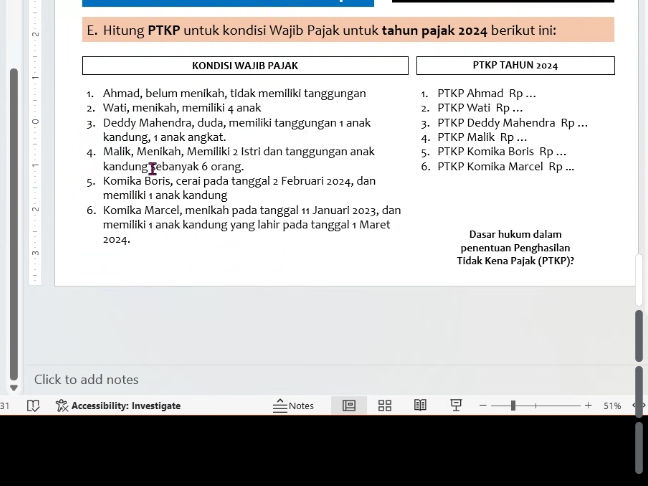 E. Hitung PTKP untuk kondisi Wajib Pajak | StudyX