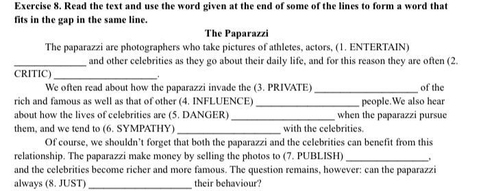 Exercise 8. Read the text and use the word | StudyX