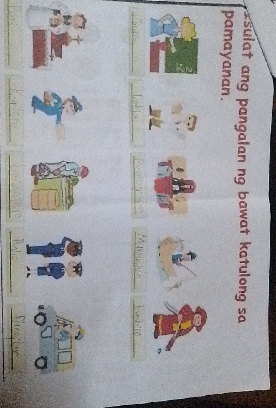 sulat ang pangalan ng bawat katulong sa | StudyX