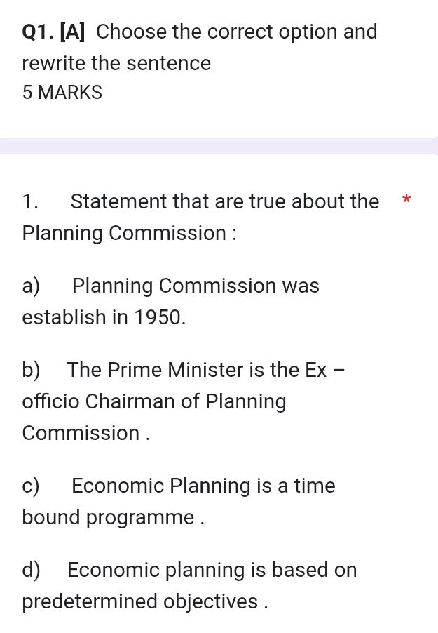 Q1. [A] Choose the correct option and | StudyX