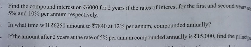 5. Find the compound interest on ₹6000 for 2 | StudyX