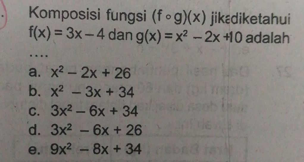 Komposisi fungsi $(f g)(x)$ jikadiketahui | StudyX