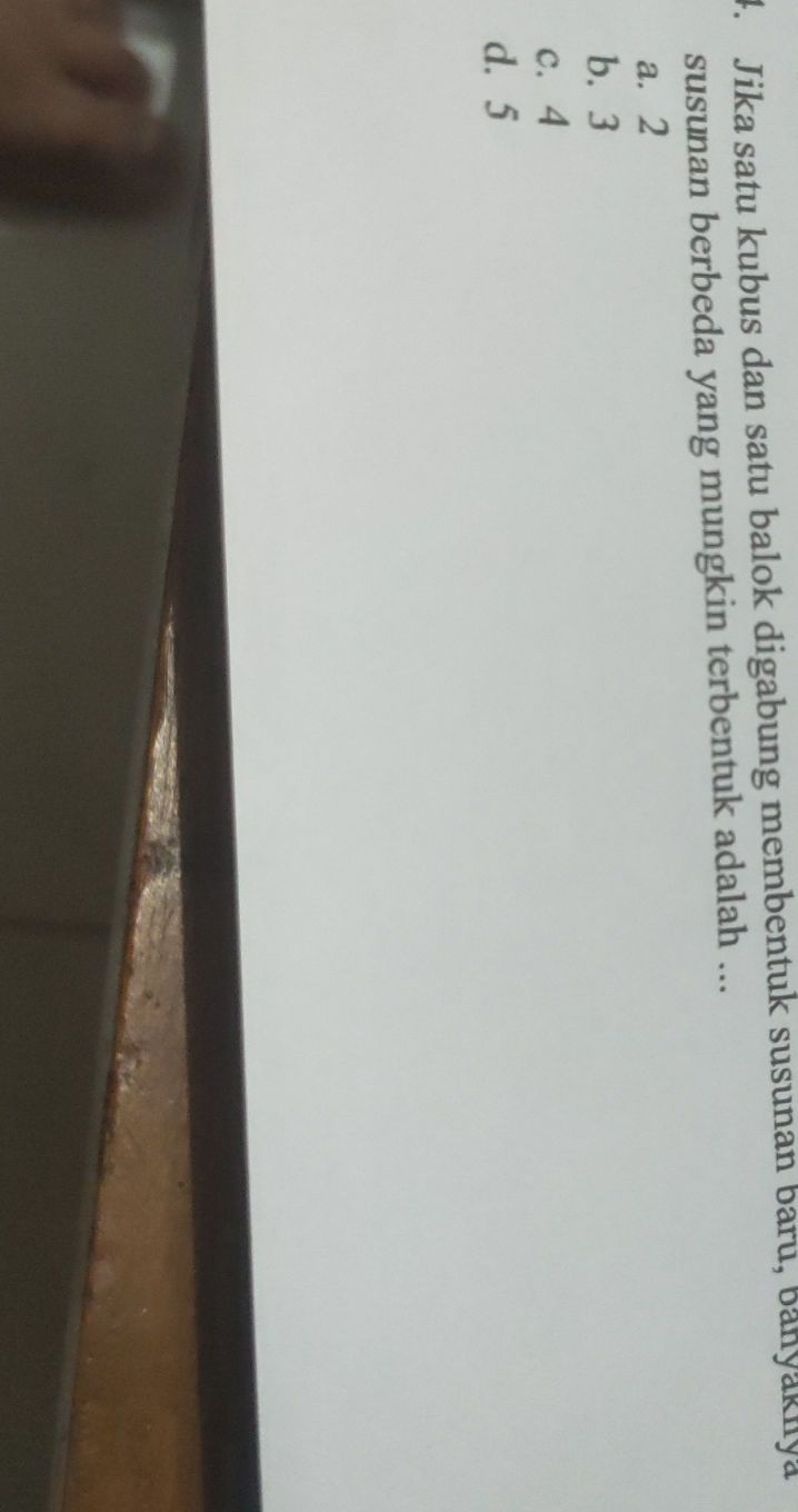 4. Jika satu kubus dan satu balok digabung | StudyX