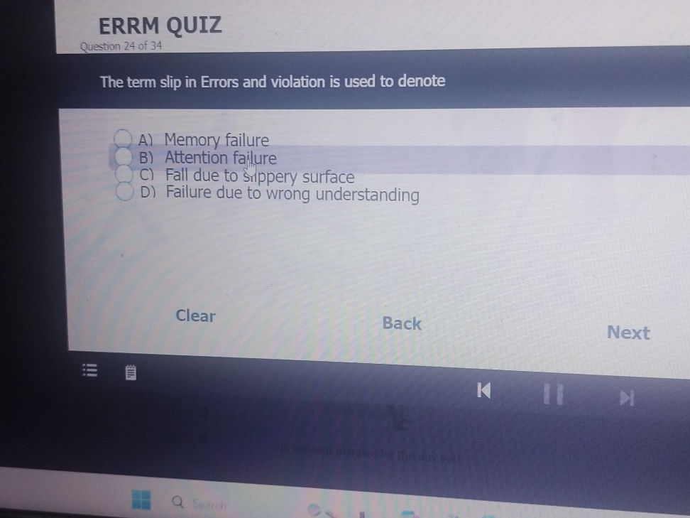 The term slip in Errors and violation is | StudyX