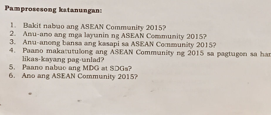 Pamprosesong katanungan: 1. Bakit nabuo ang | StudyX