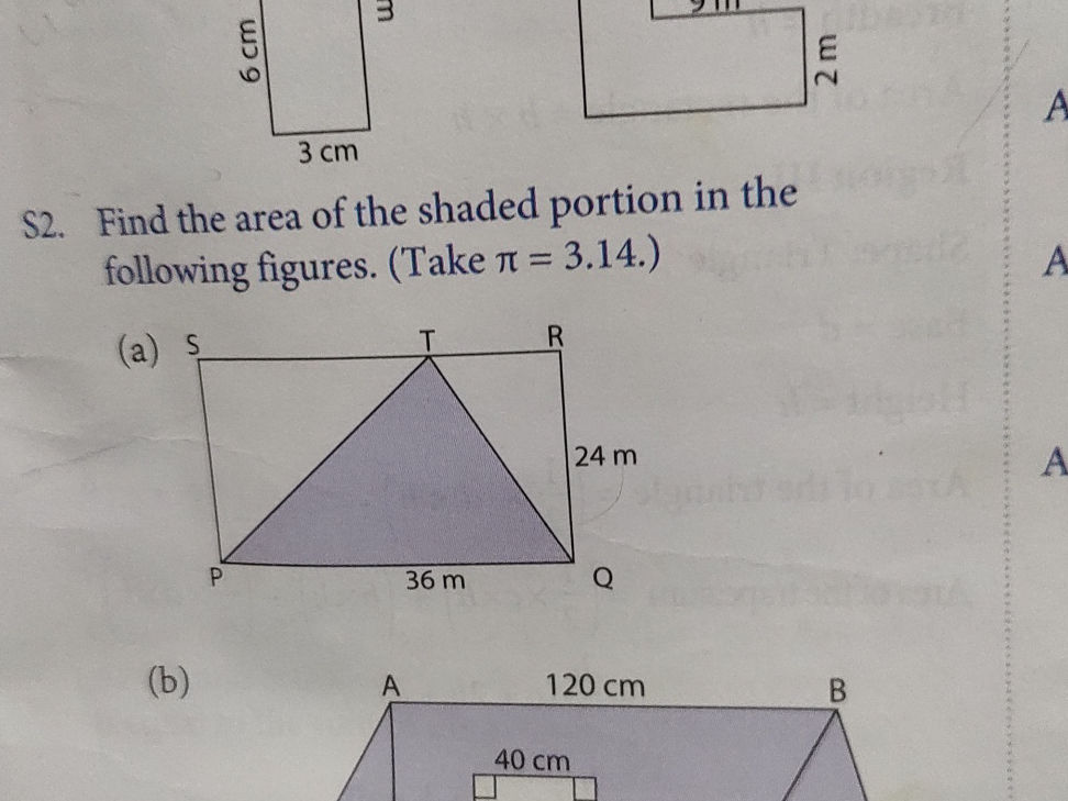 S2. Find the area of the shaded portion in | StudyX