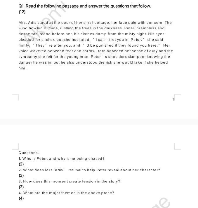 Q1. Read the following passage and answer | StudyX