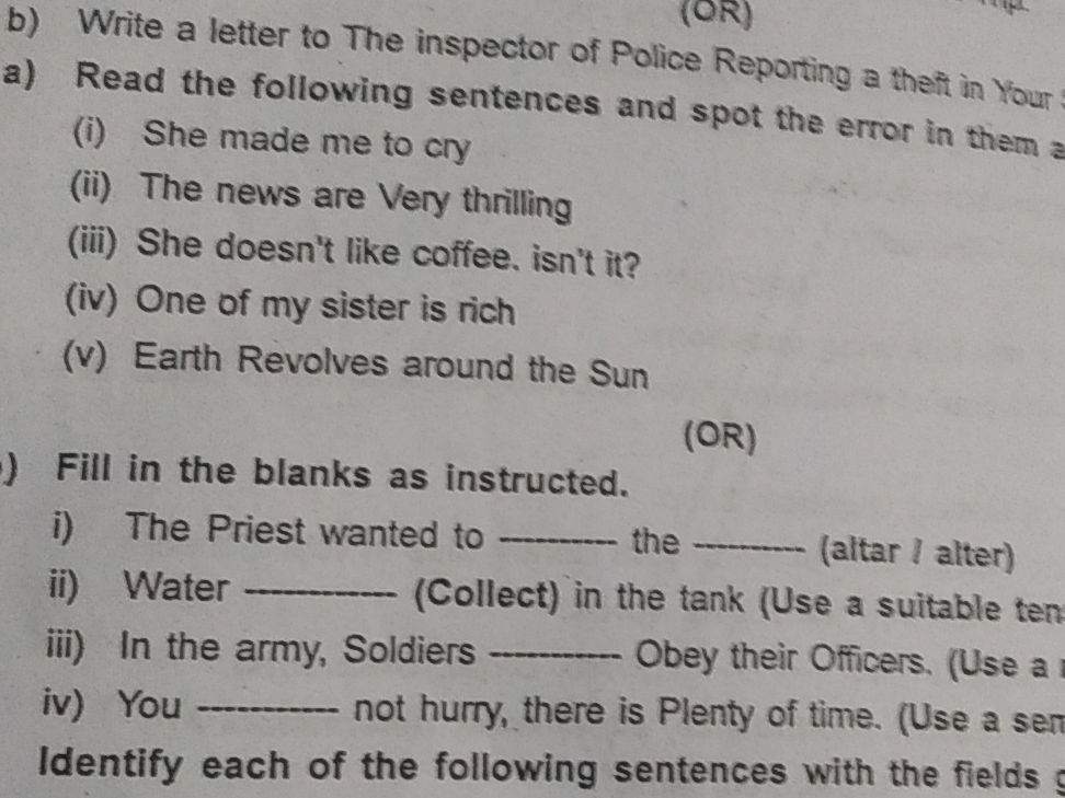 a) Read the following sentences and spot the | StudyX