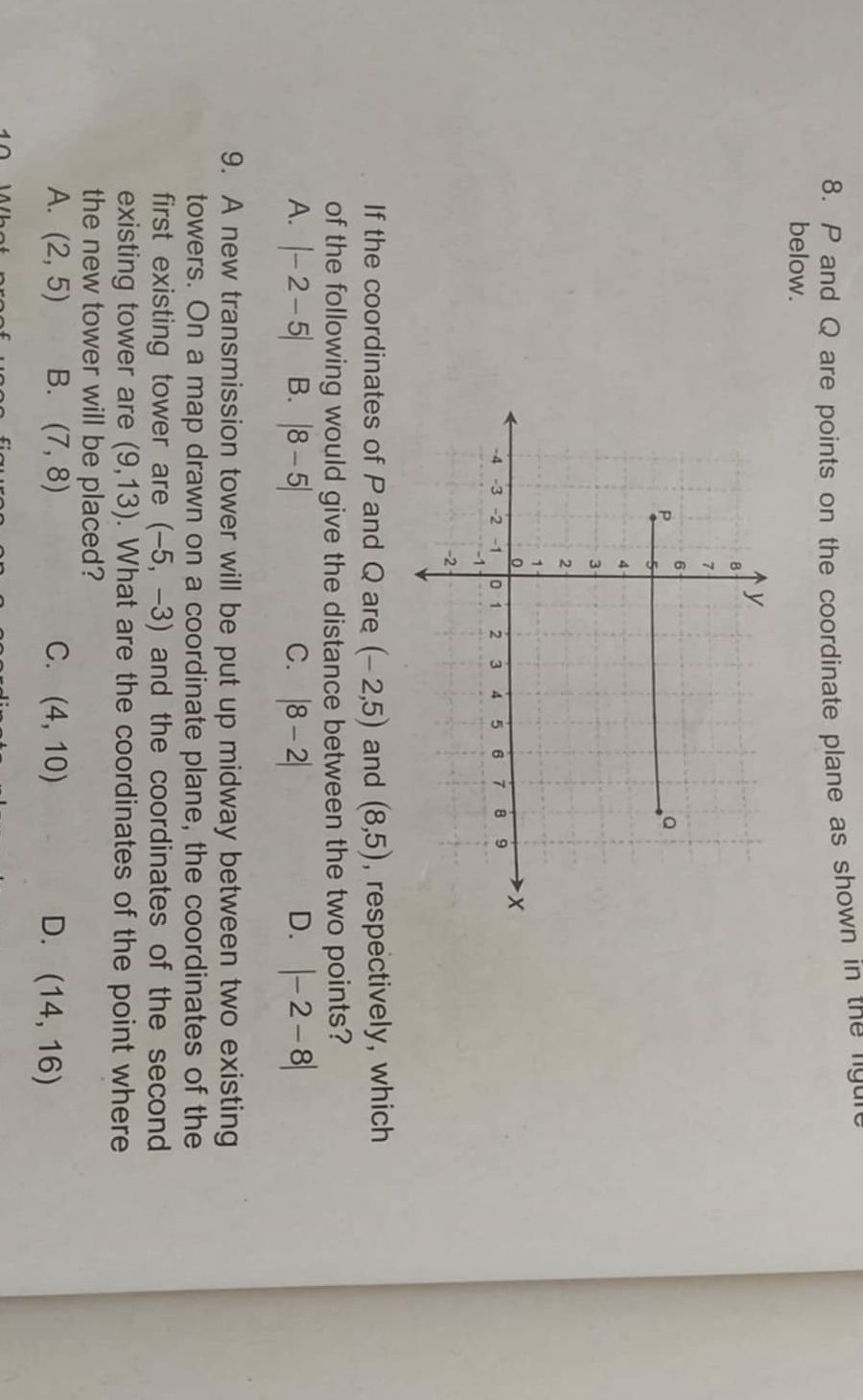 8. P and Q are points on the coordinate | StudyX