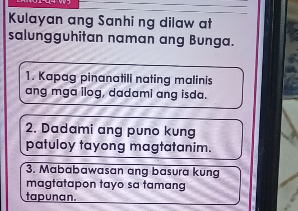 Kulayan ang Sanhi ng dilaw at salungguhitan | StudyX