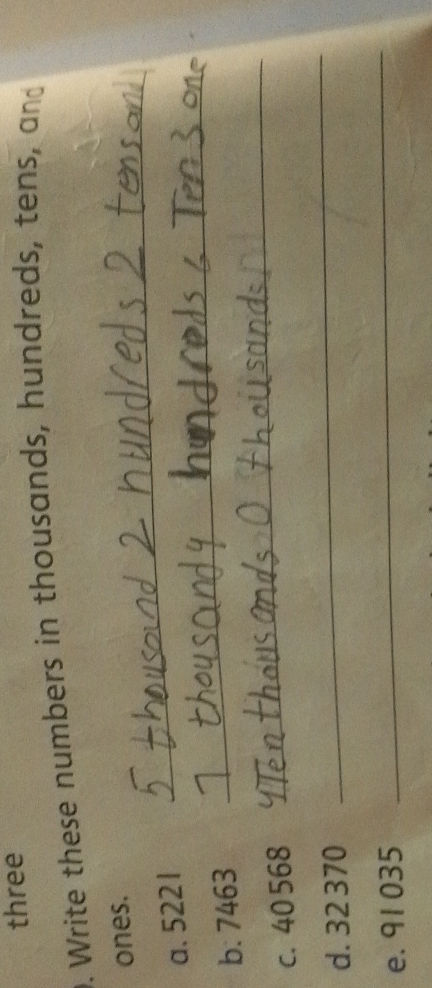 Write these numbers in thousands, hundreds, | StudyX