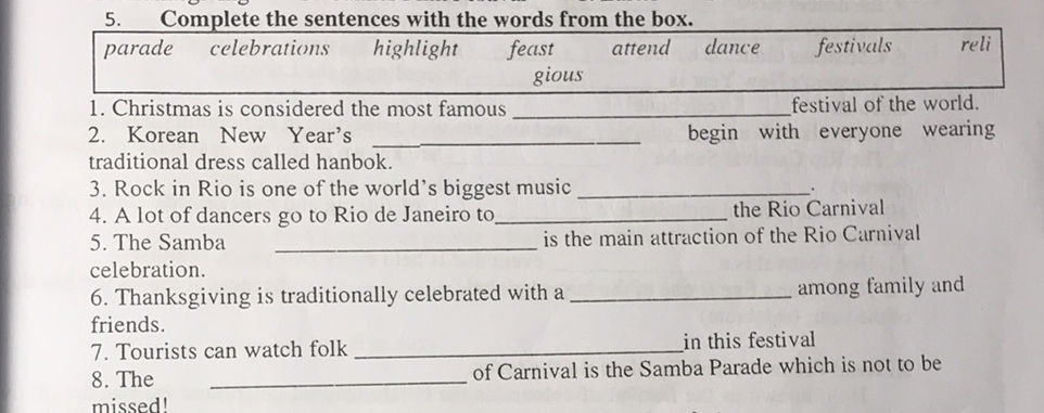 5. Complete the sentences with the words | StudyX