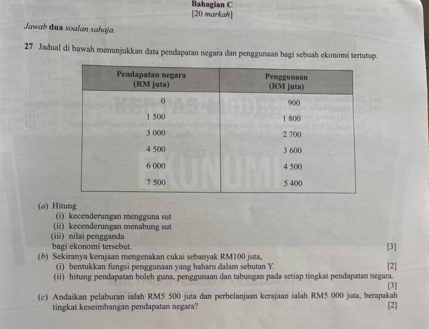 27 Jadual di bawah menunjukkan data | StudyX