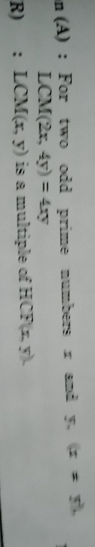 (A): For two odd prime numbers x and y, if | StudyX