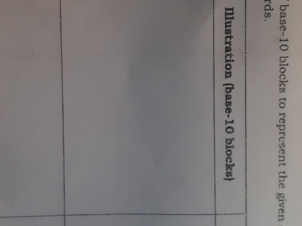 -base-10 blocks to represent the given rds. | StudyX