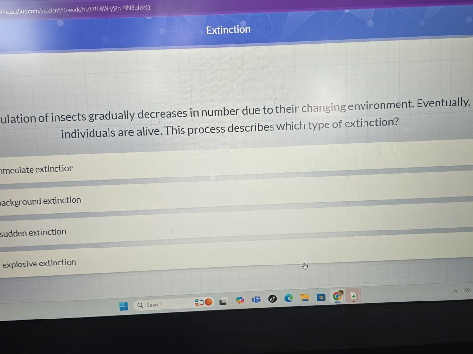 ulation of insects gradually decreases in | StudyX