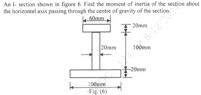 An I- section shown in figure 6. Find the | StudyX