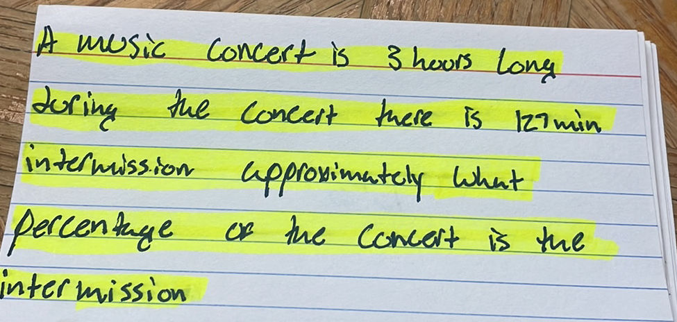 A music concert is 3 hours long During the | StudyX