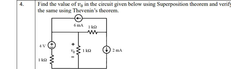 Find the value of $v_0$ in the circuit given | StudyX