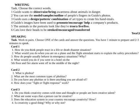 WRITING Task, Choose the correct words. 1 | StudyX