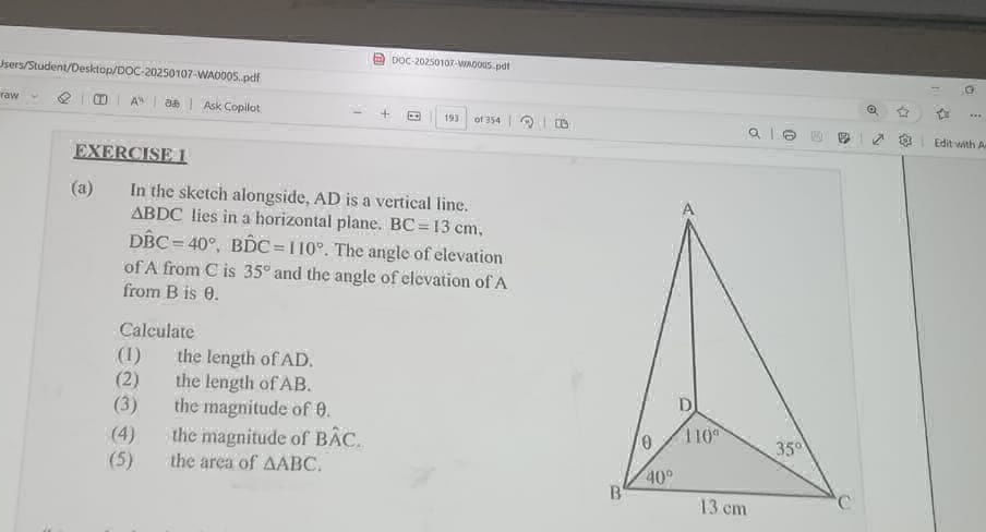 EXERCISE 1 (a) In the sketch alongside, AD | StudyX