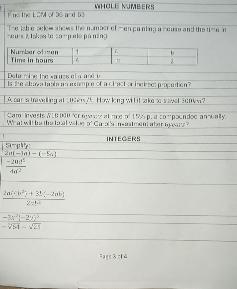 Find the LCM of 36 and 63 The table below | StudyX
