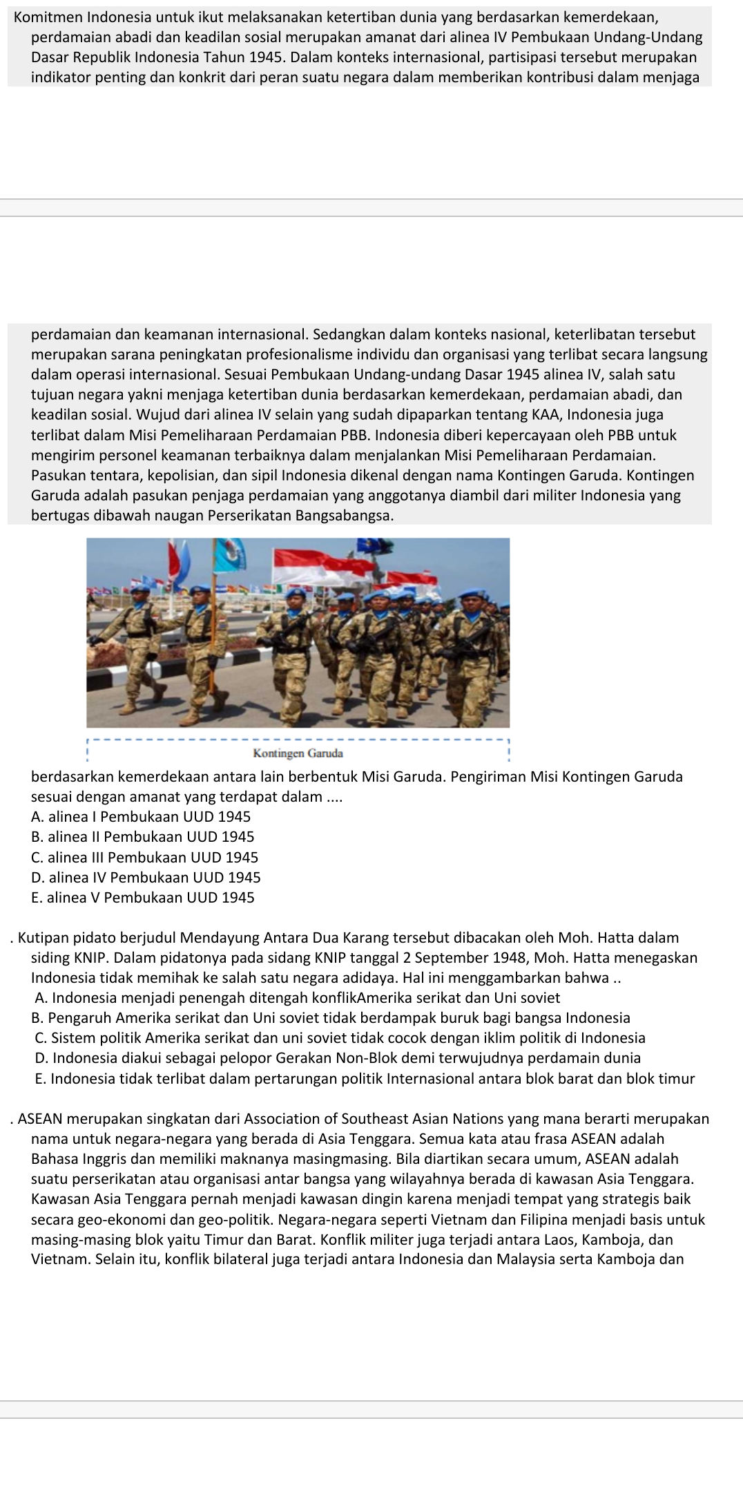 berdasarkan kemerdekaan antara lain | StudyX