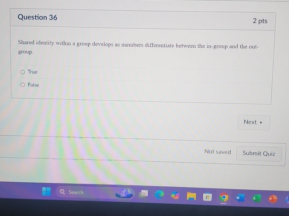 Question 36 Shared identity within a group | StudyX