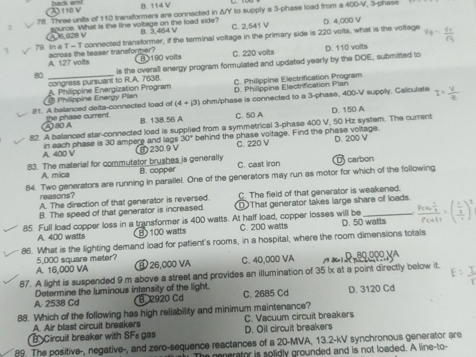 78. Three units of 110 transformers are | StudyX