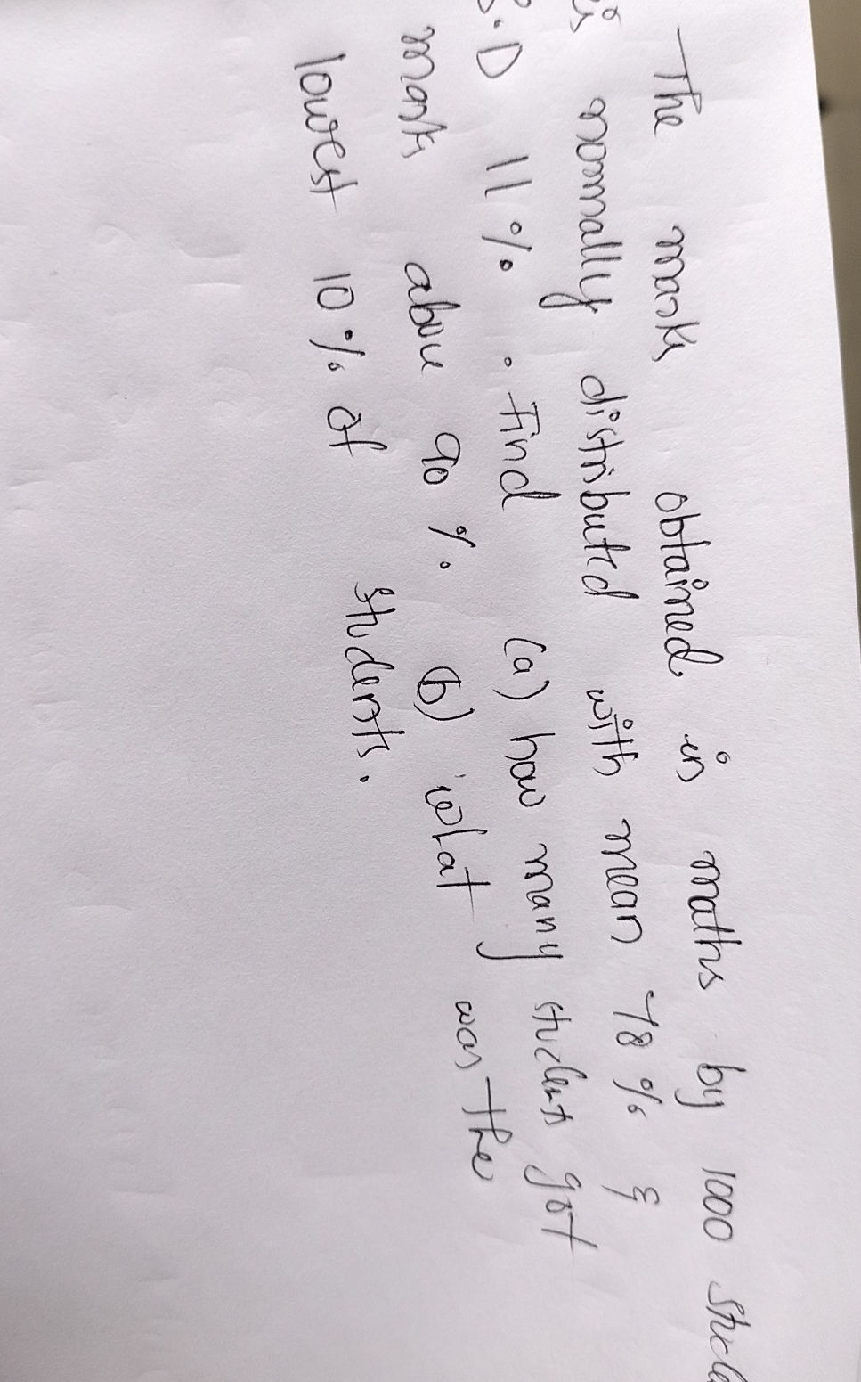 The marks obtained in maths by 1000 students | StudyX