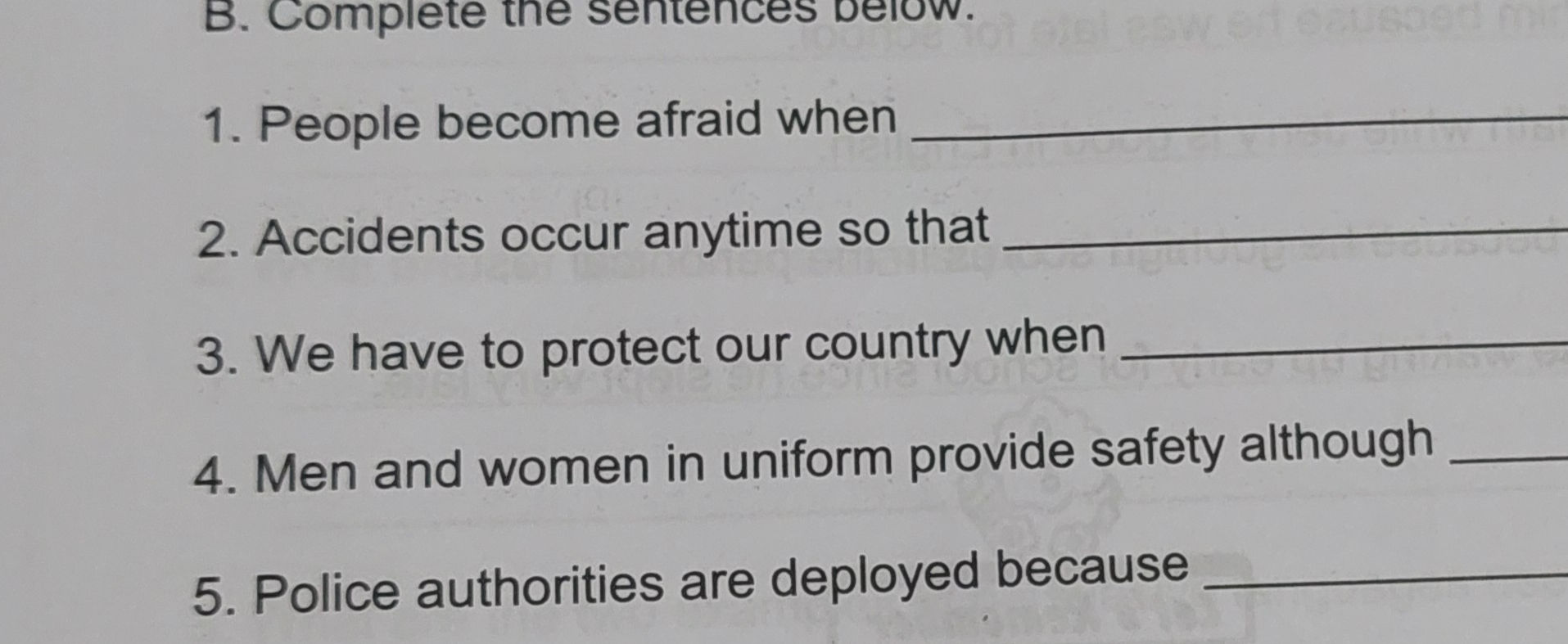 B. Complete the sentences below. 1. People | StudyX