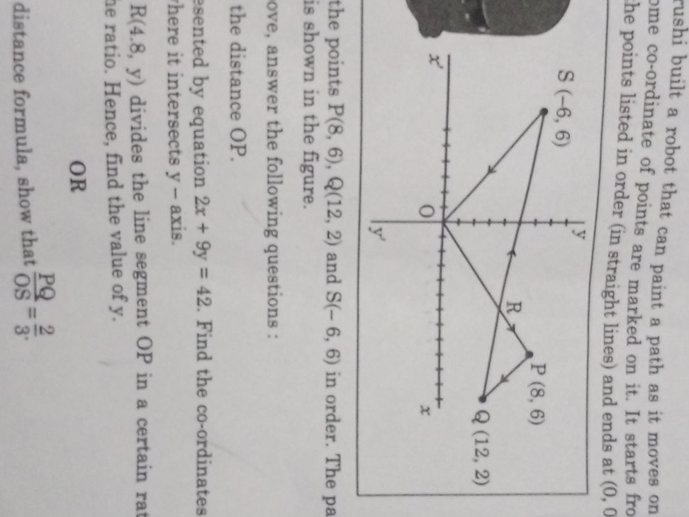 The points P(8, 6), Q(12, 2) and S(-6, 6) in | StudyX