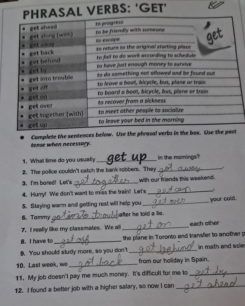PHRASAL VERBS: 'GET' | Phrasal Verb | | StudyX