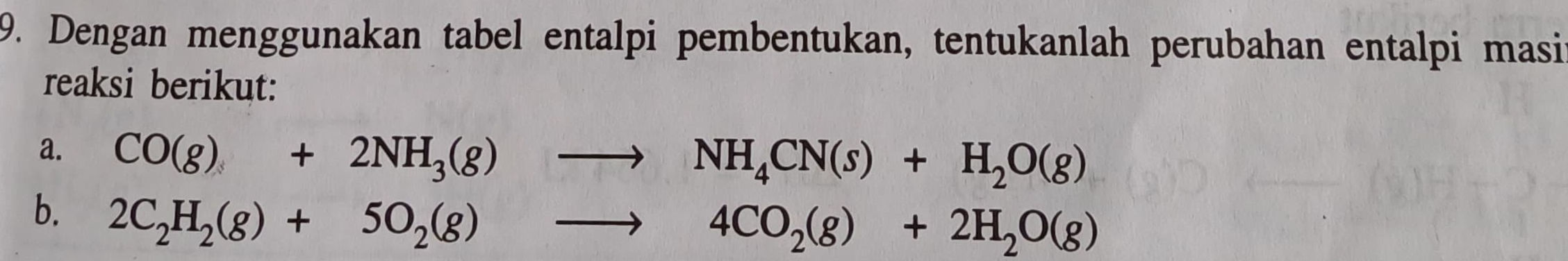 9. Dengan menggunakan tabel entalpi | StudyX