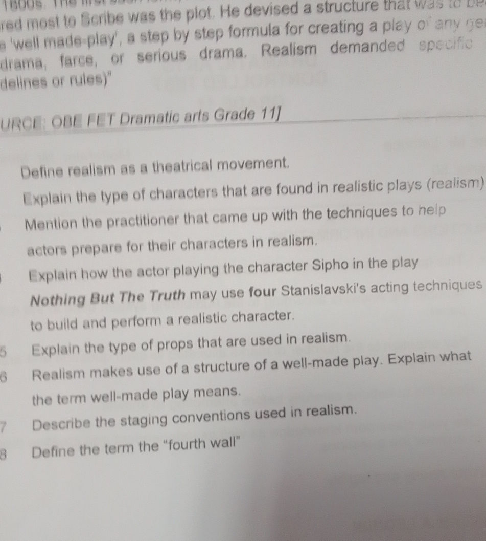 Define realism as a theatrical movement. | StudyX