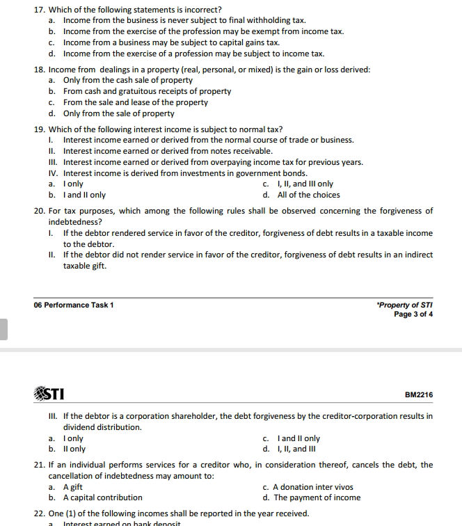 17. Which of the following statements is | StudyX