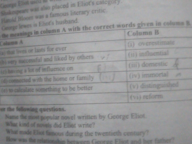 Match the meanings in column A with the | StudyX