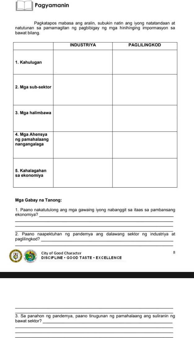 Pagyamanin Pagkatapos mabasa ang aralin, | StudyX