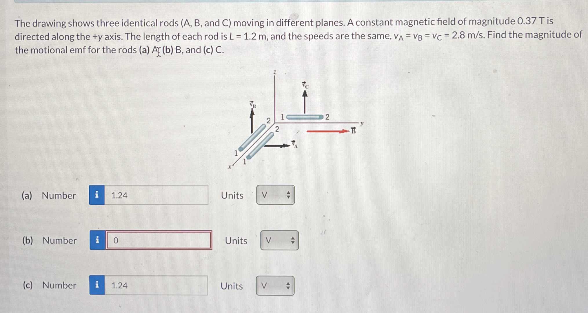 The drawing shows three identical rods (A, | StudyX