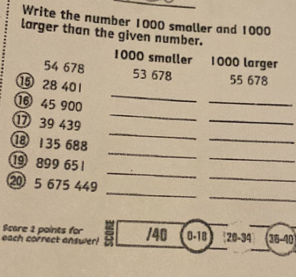 Write the number 1000 smaller and 1000 | StudyX