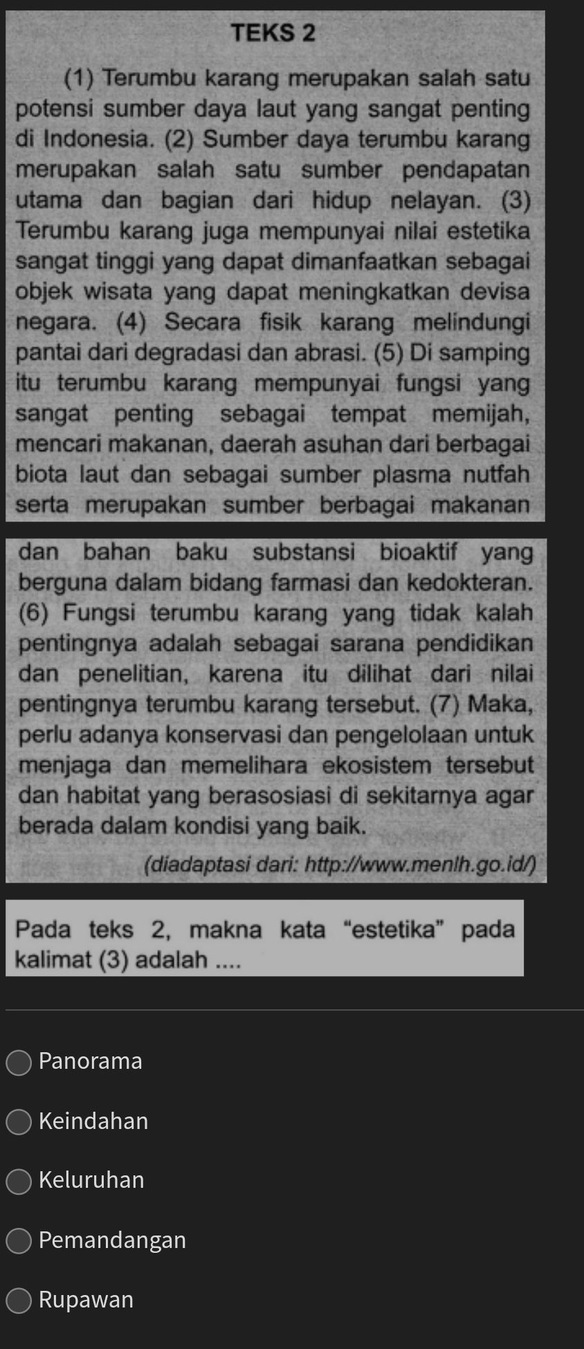 Pada teks 2, makna kata "estetika" pada | StudyX