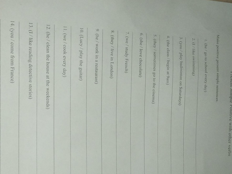 Make positive present simple sentences. 1. | StudyX