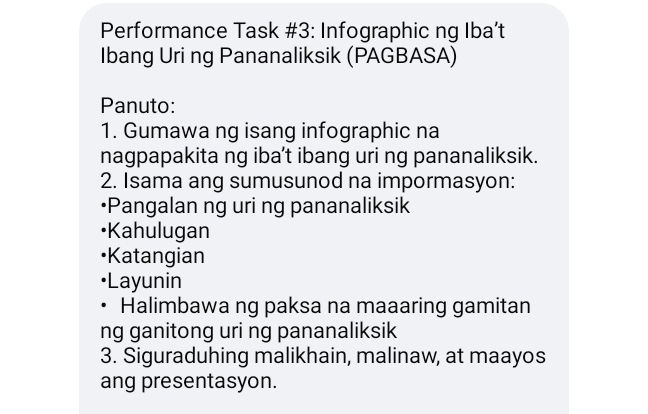 Performance Task #3: Infographic ng Iba't | StudyX