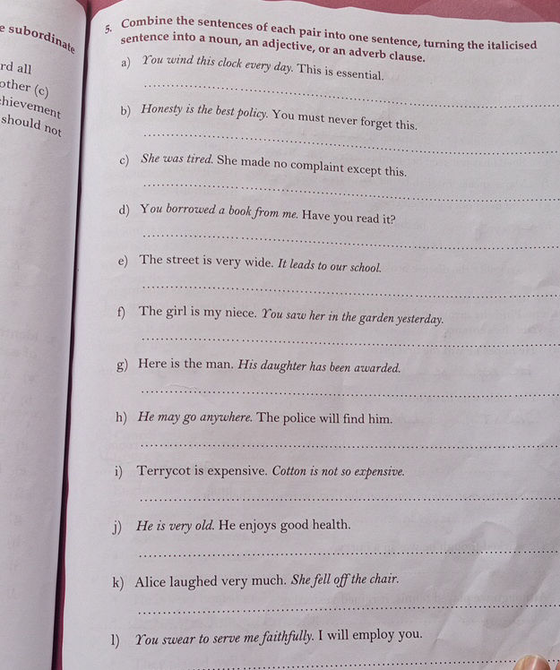 5. Combine the sentences of each pair into | StudyX