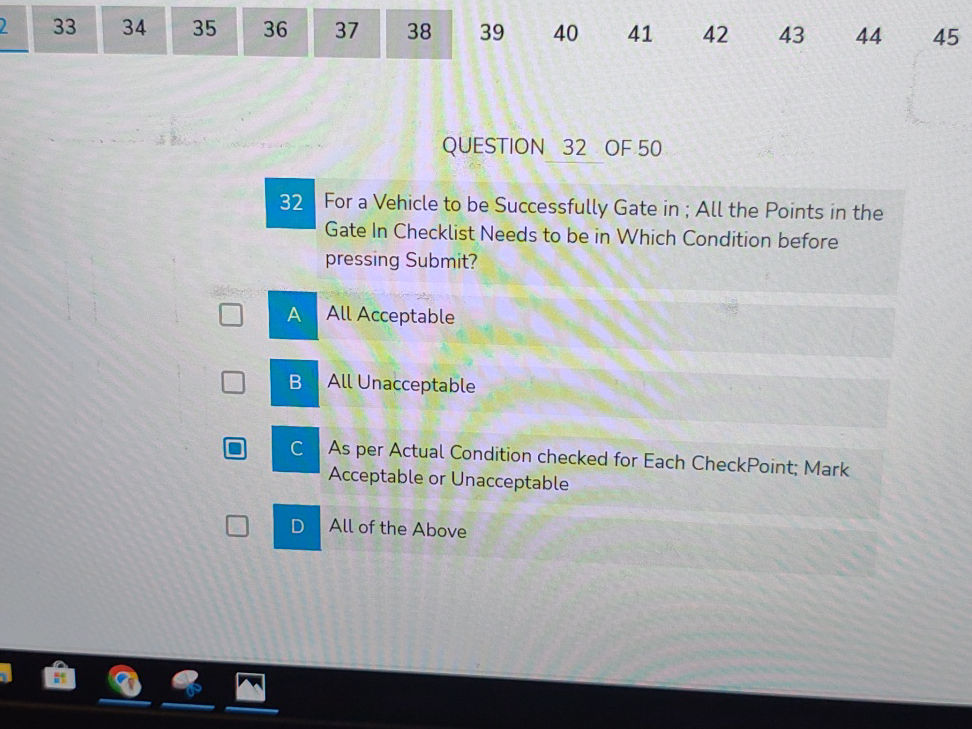 32 For a Vehicle to be Successfully Gate in; | StudyX