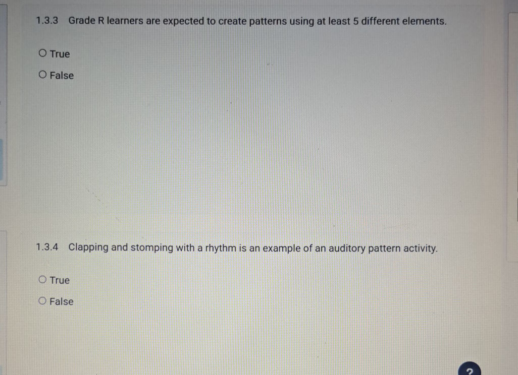 1.3.3 Grade R learners are expected to | StudyX