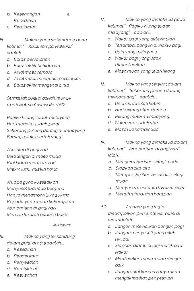 15. Makna yang terkandung pada kalimat | StudyX