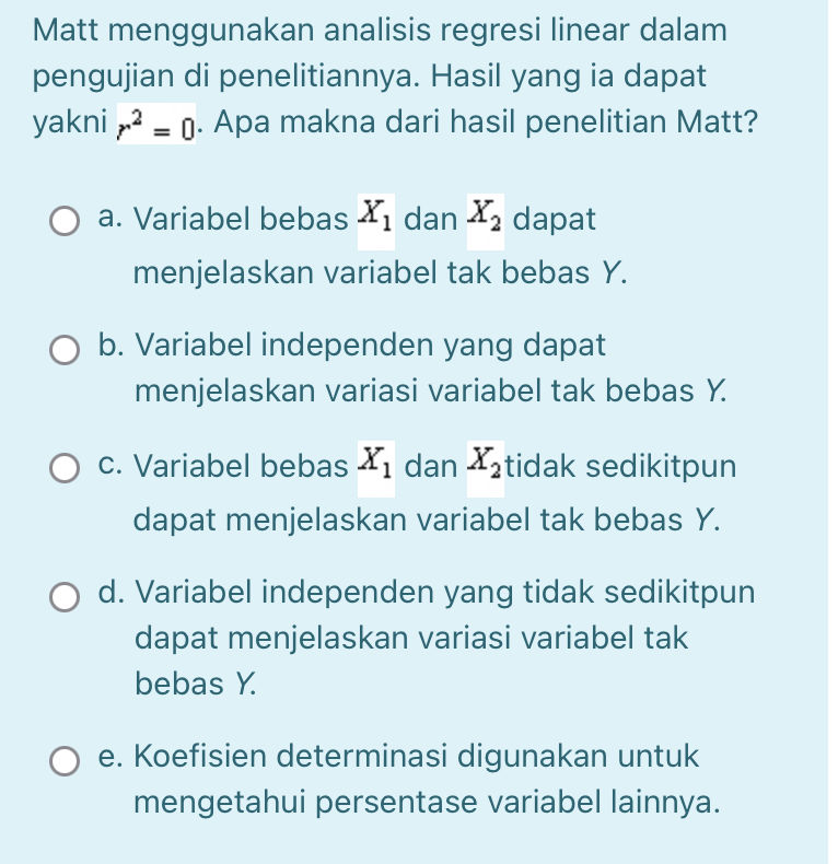 Matt menggunakan analisis regresi linear | StudyX